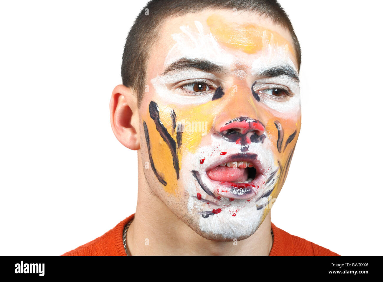 face of a young guy with make-up cat Stock Photo - Alamy