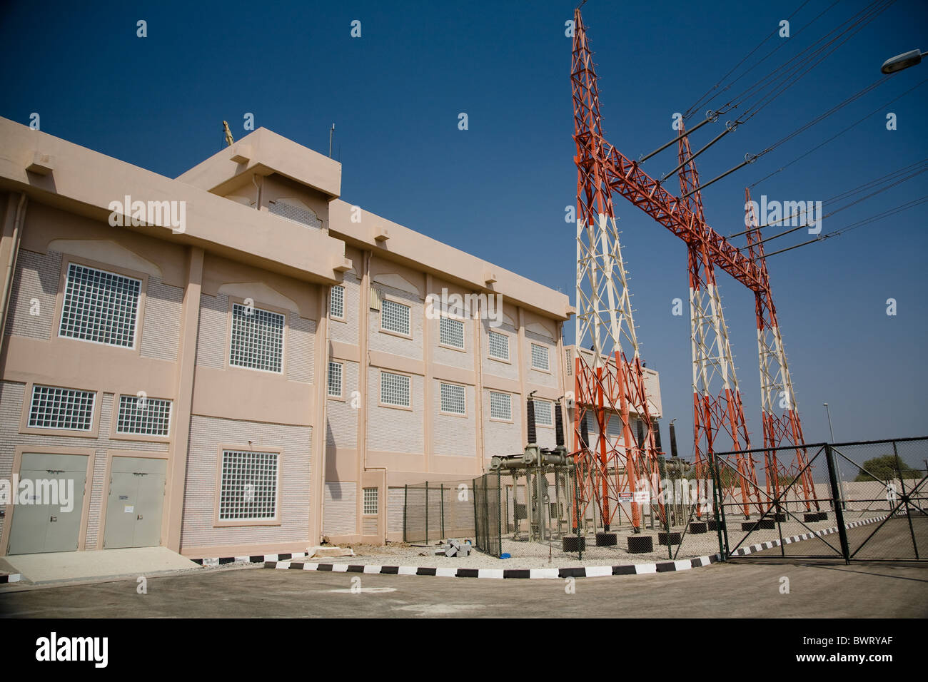 power plant electricity pylons pylon cable line Stock Photo - Alamy