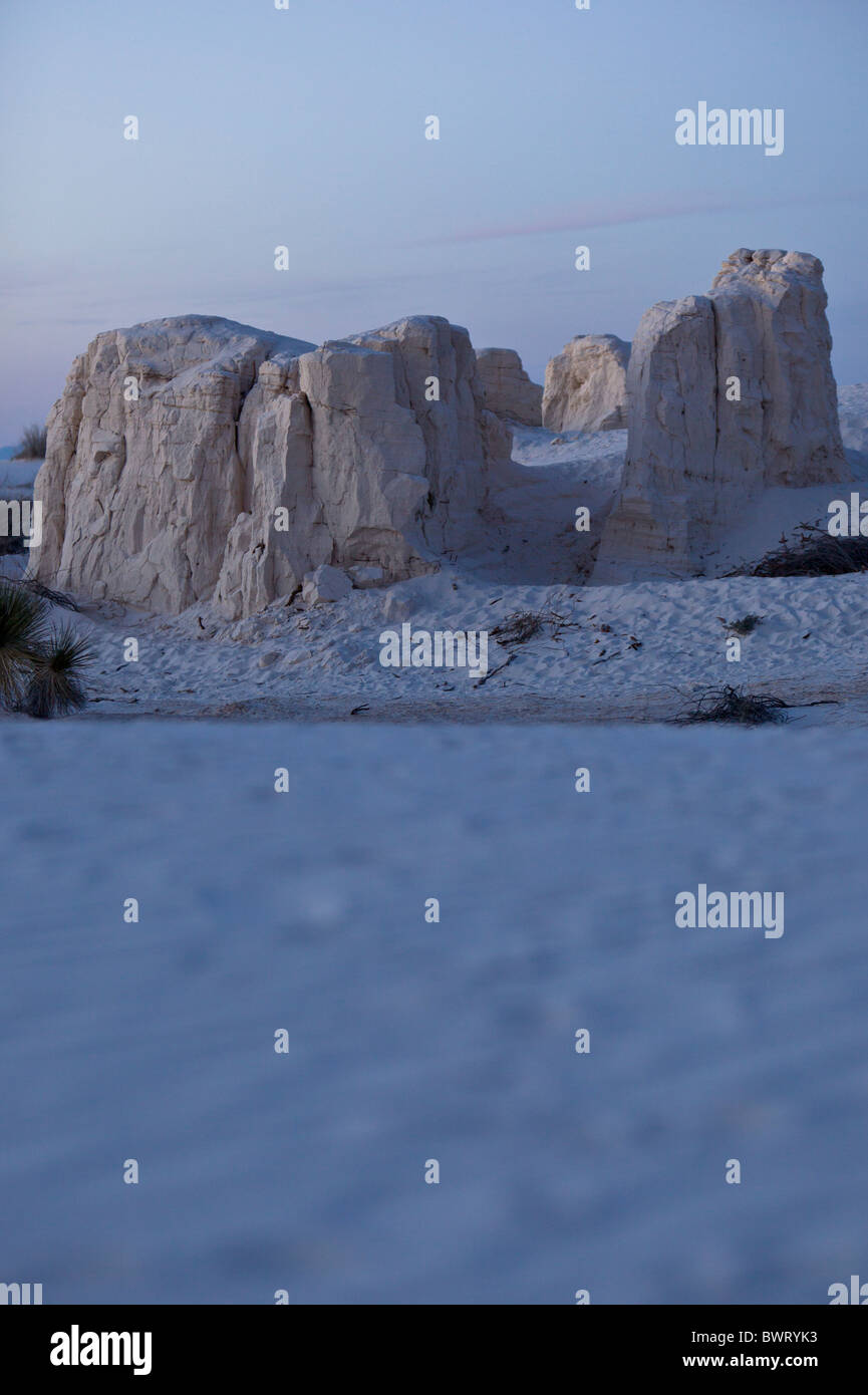 White gypsum sand formation at dusk at the White Sands National ...