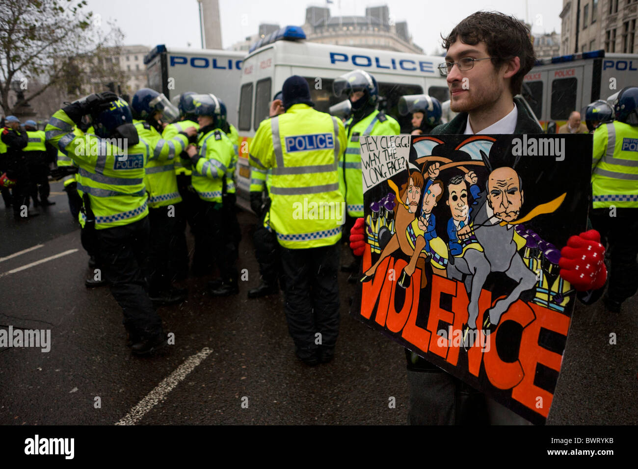 Student protests against government education cuts using cartoon ...