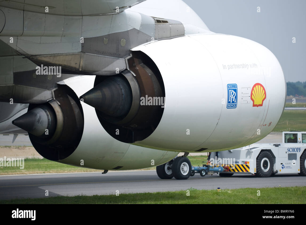 Airbus A380 the worlds largest passenger plane being towed to stand ...
