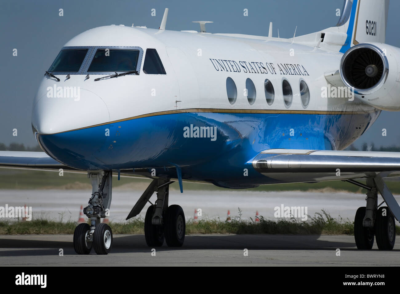 US Air Force jet Aerospace C-37A Gulfstream at airport Stock Photo - Alamy