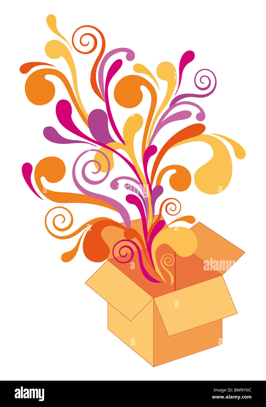gift box with explosive surprise, vector background Stock Photo - Alamy