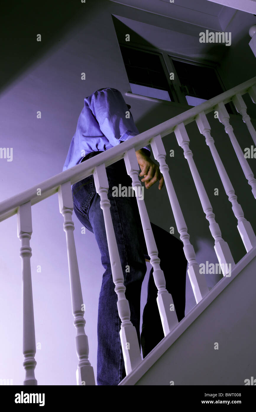 Man Walking Up Stairs Dark High Resolution Stock Photography and Images ...