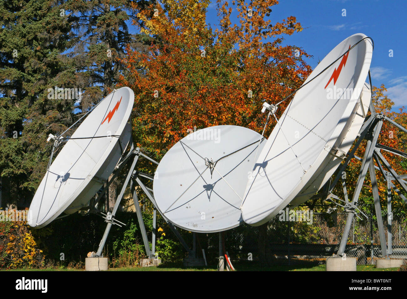 Communication satellite dishes Stock Photo - Alamy