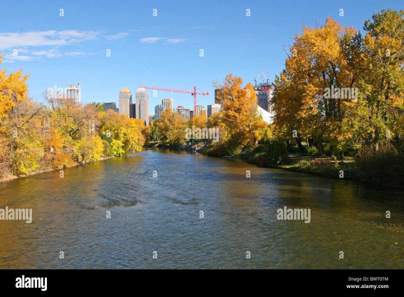 Autumn along the Elbow River in Calgary, Alberta, Canada Stock Photo ...