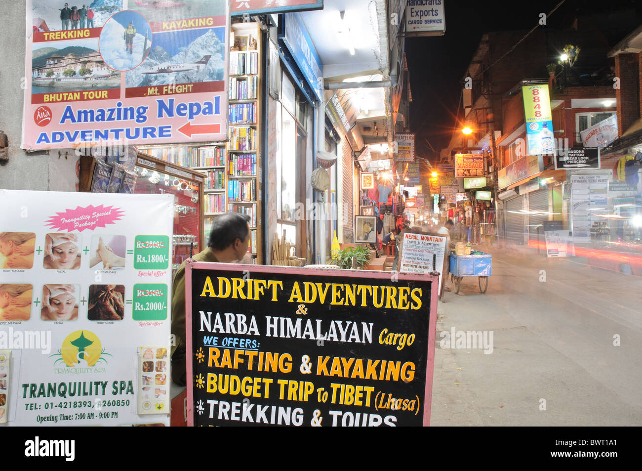 Thamel in Kathmandu at night Stock Photo - Alamy