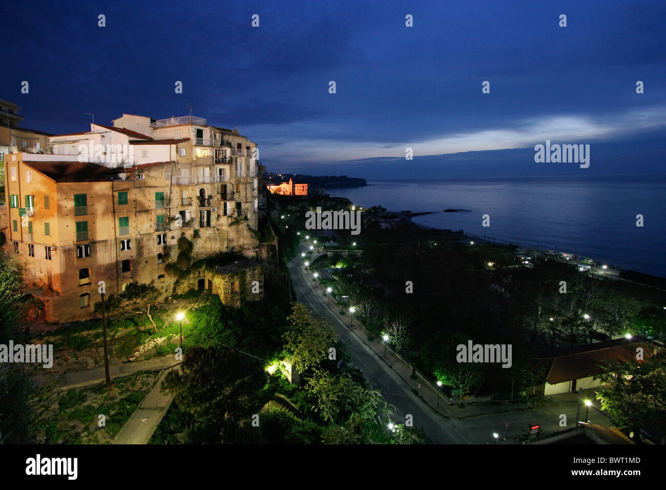 Italian village at night, Calabria, Italy Stock Photo - Alamy