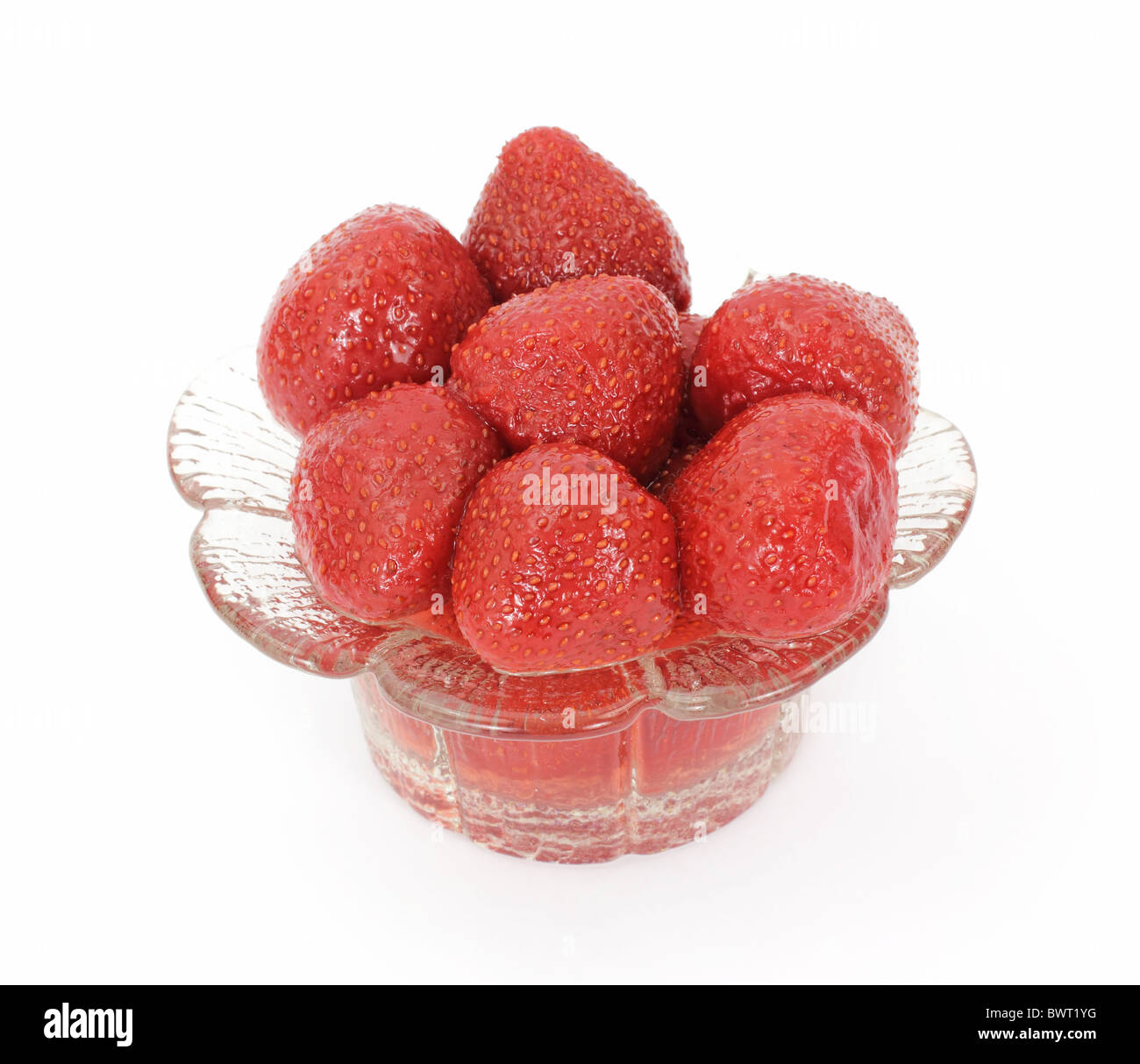 Strawberries in glass dish Stock Photo - Alamy
