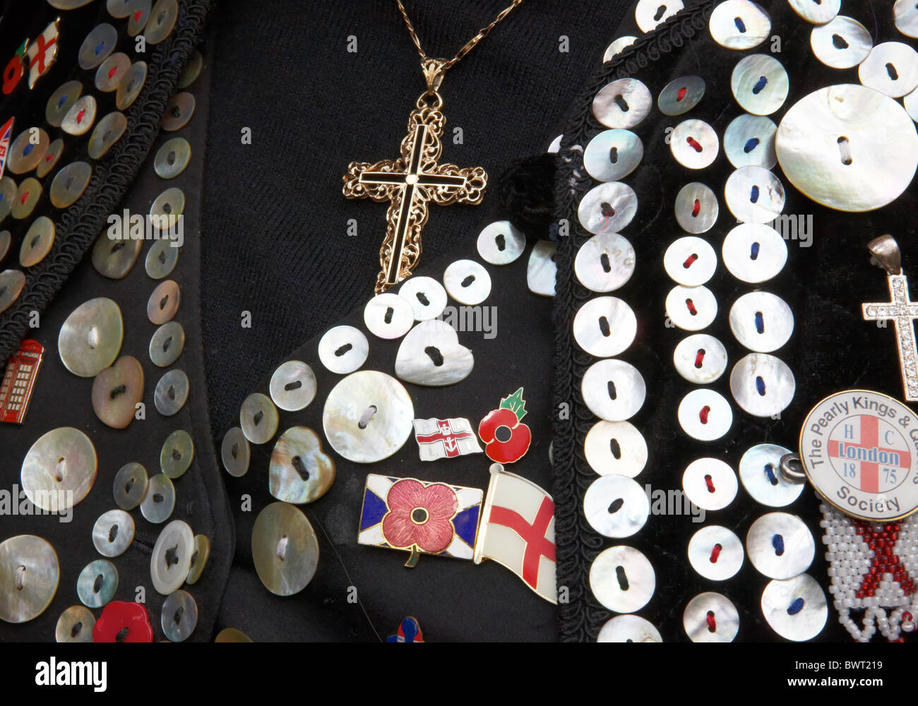 Traditional Pearly Kings Button Jacket London UK Europe Stock Photo - Alamy
