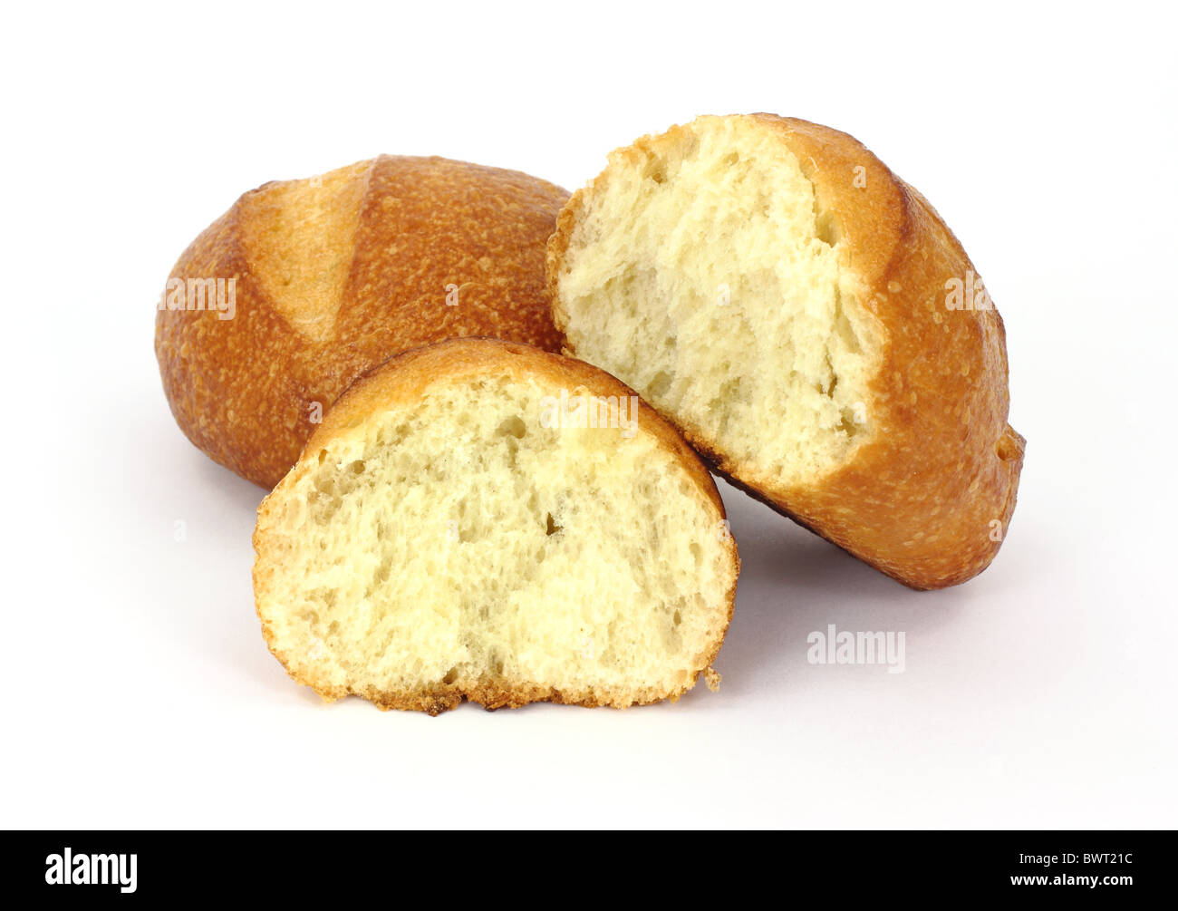 Broken bread roll Stock Photo - Alamy