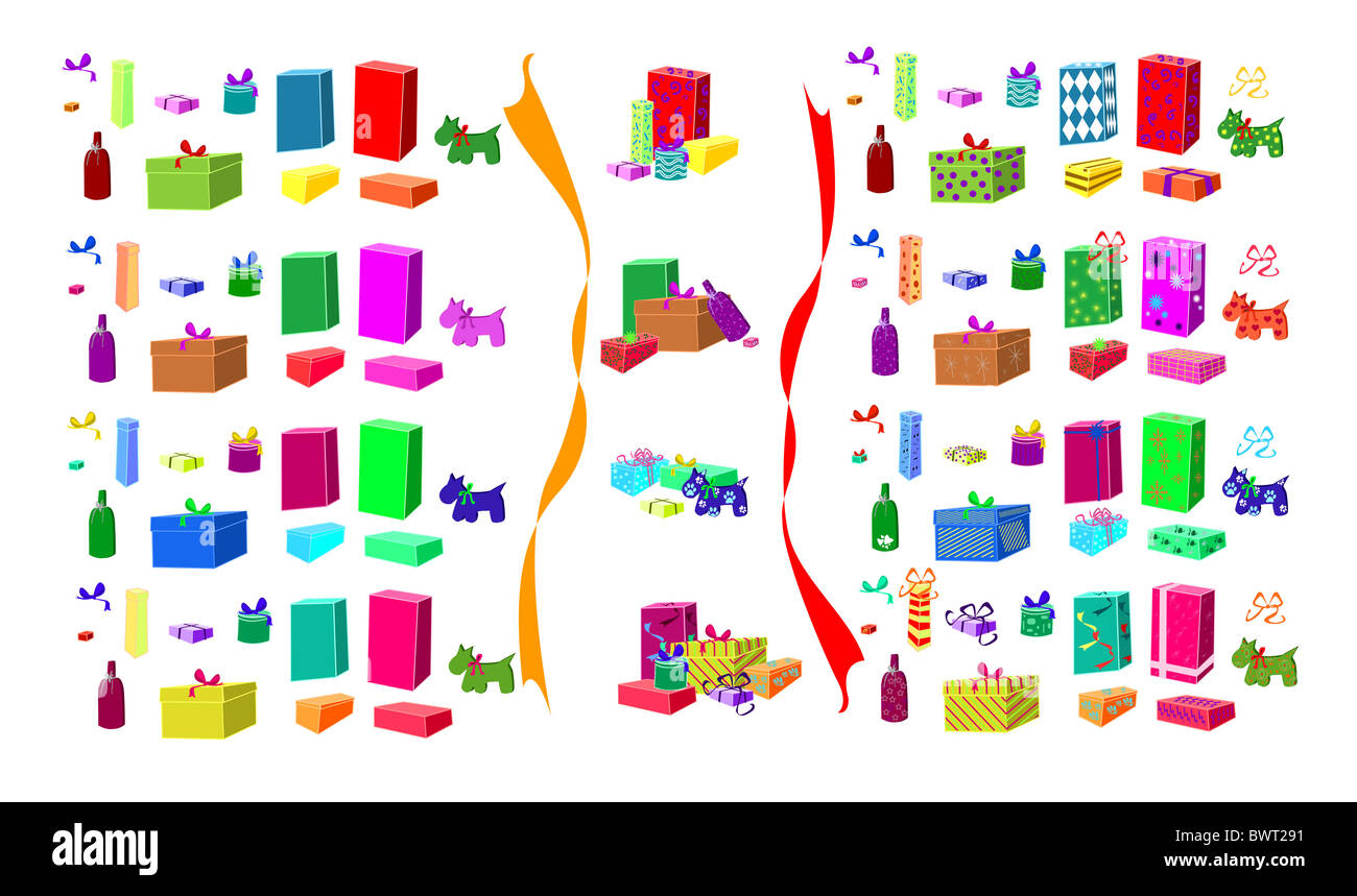 Gifts of all shapes and sizes isolated on white to allow your own ...