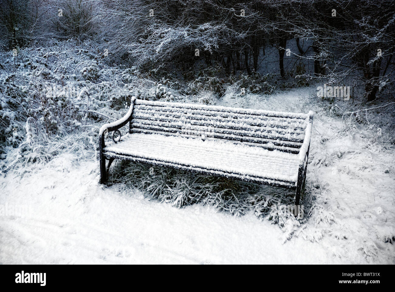 winter bench england uk Stock Photo - Alamy