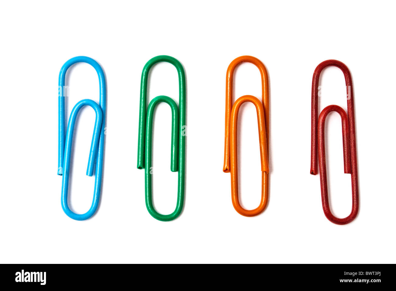 Colorful paperclips isolated on white background Stock Photo - Alamy