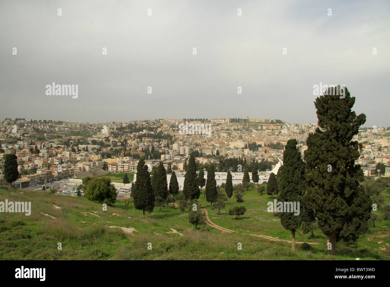 Israel, Lower Galilee, a view of Nazareth from "Fear Mountain Stock ...