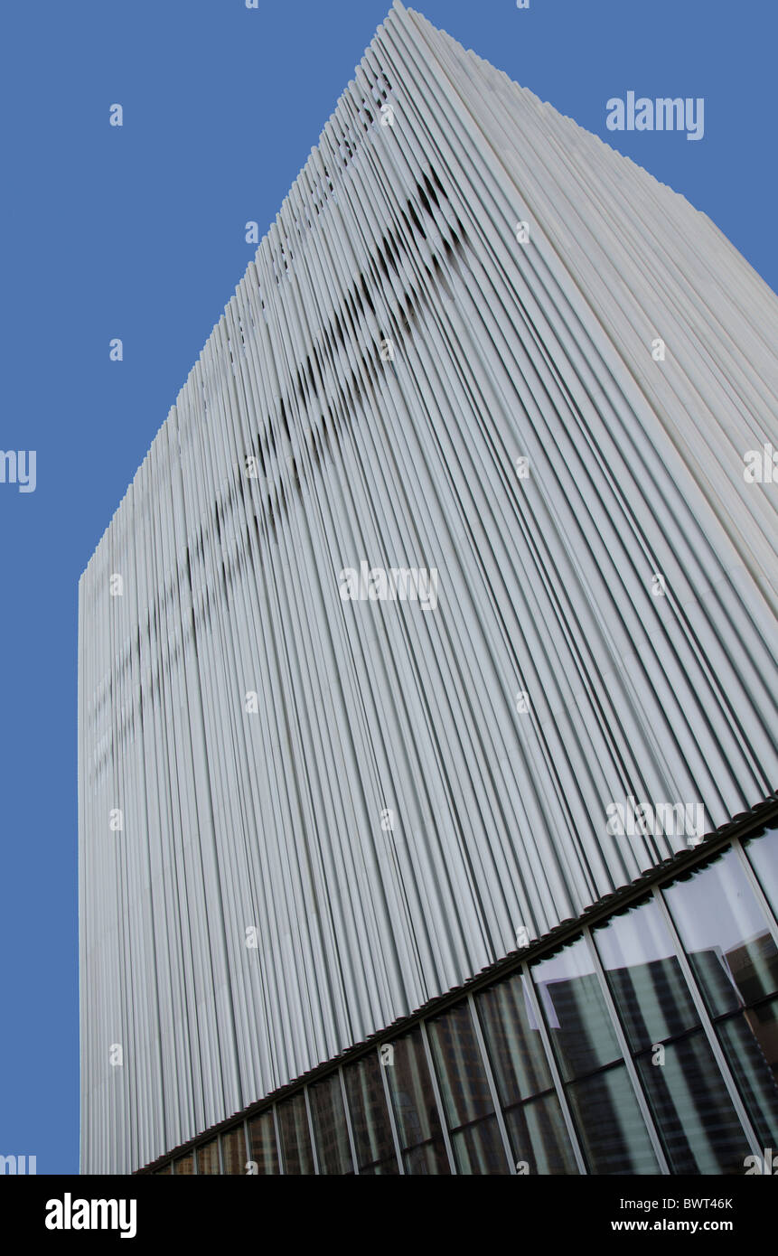 Building with no windows and entirely built with white pipes Stock ...