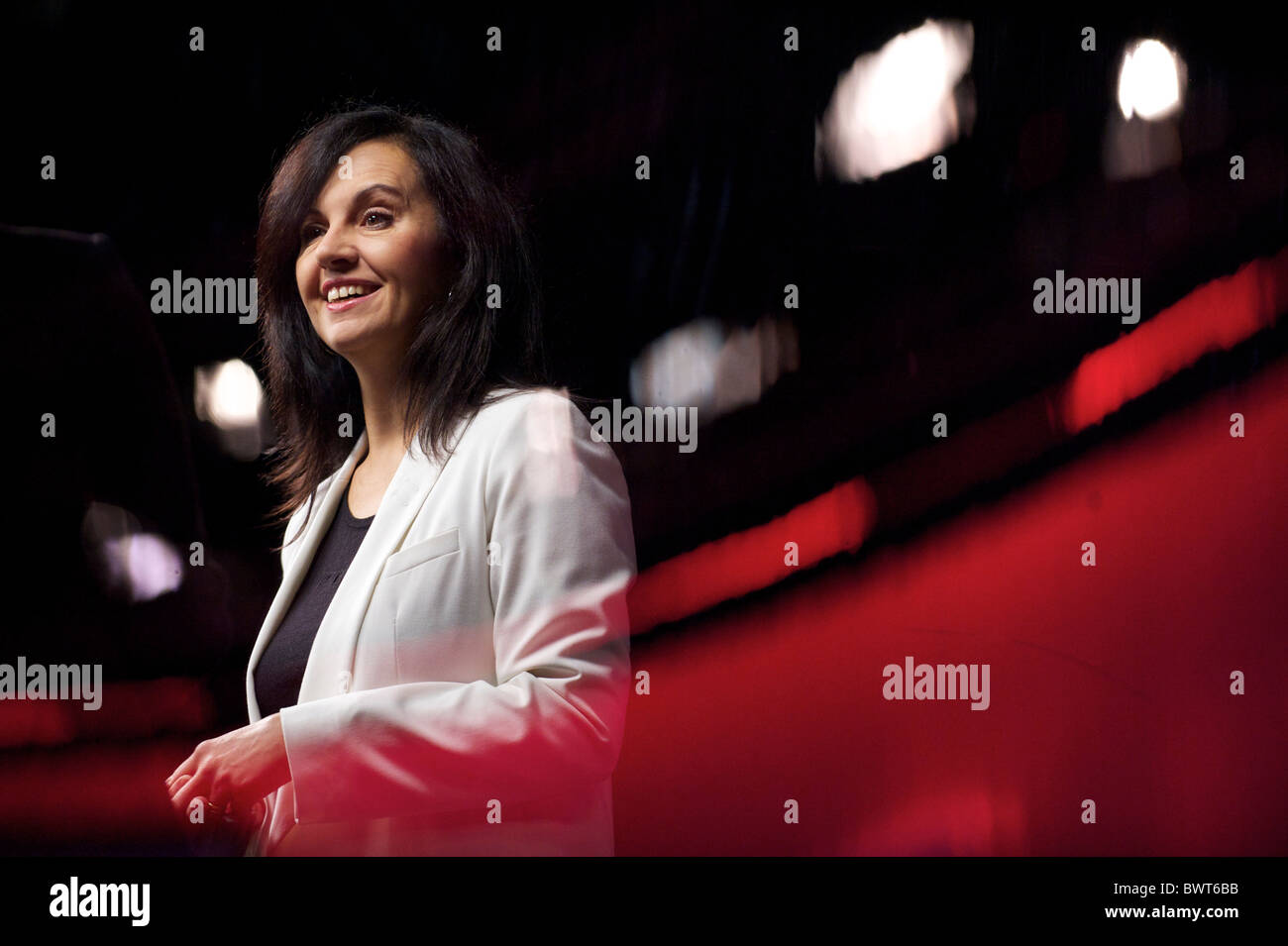 MP Caroline Flint grants a television interview during the Labour Party ...