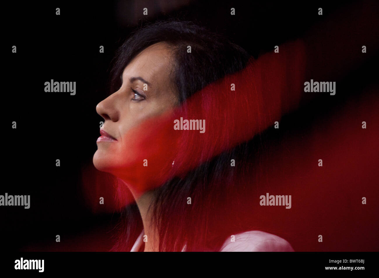 MP Caroline Flint grants a television interview during the Labour Party ...