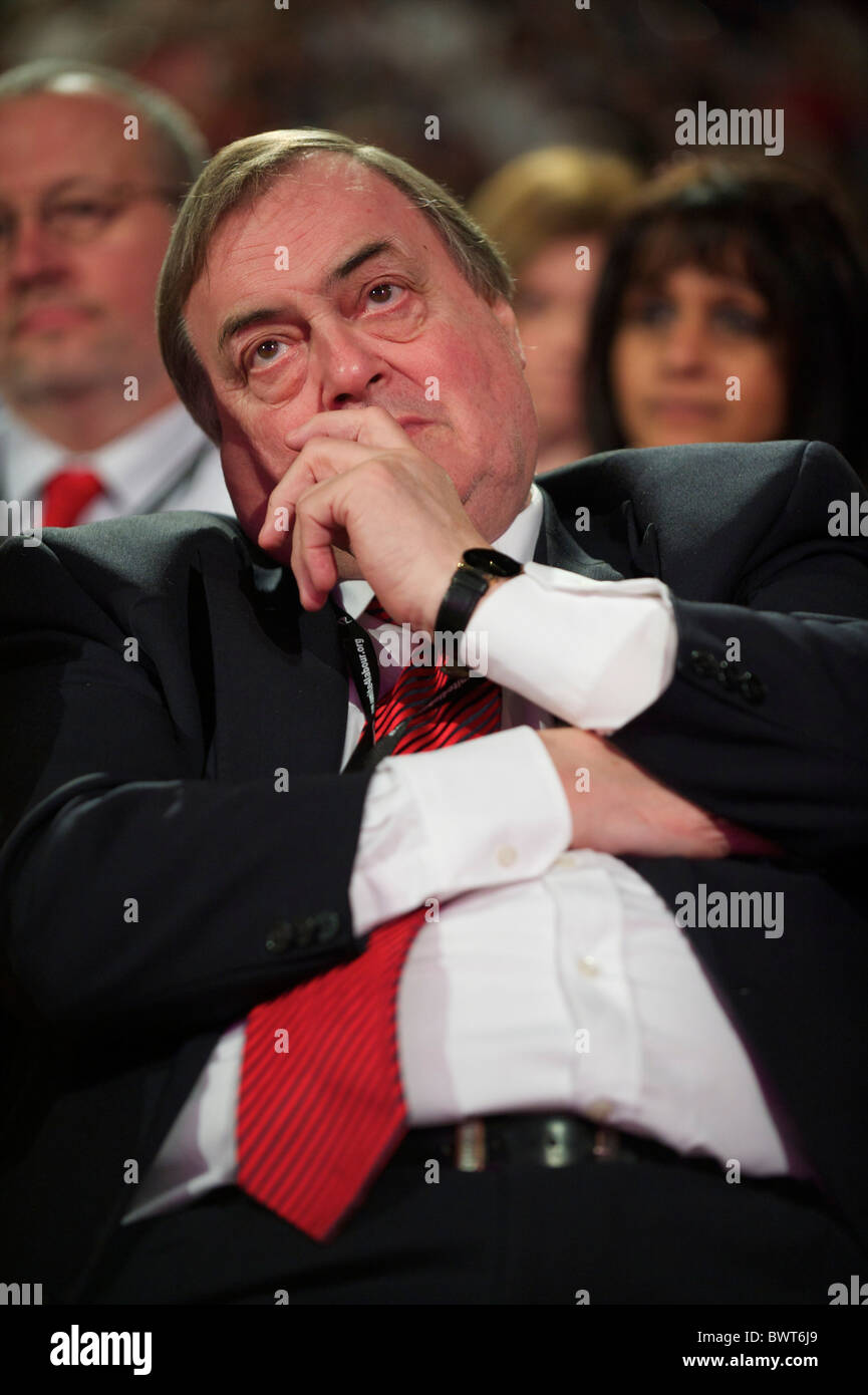 Former deputy Prime Minister Lord Prescott listens to the leader's ...