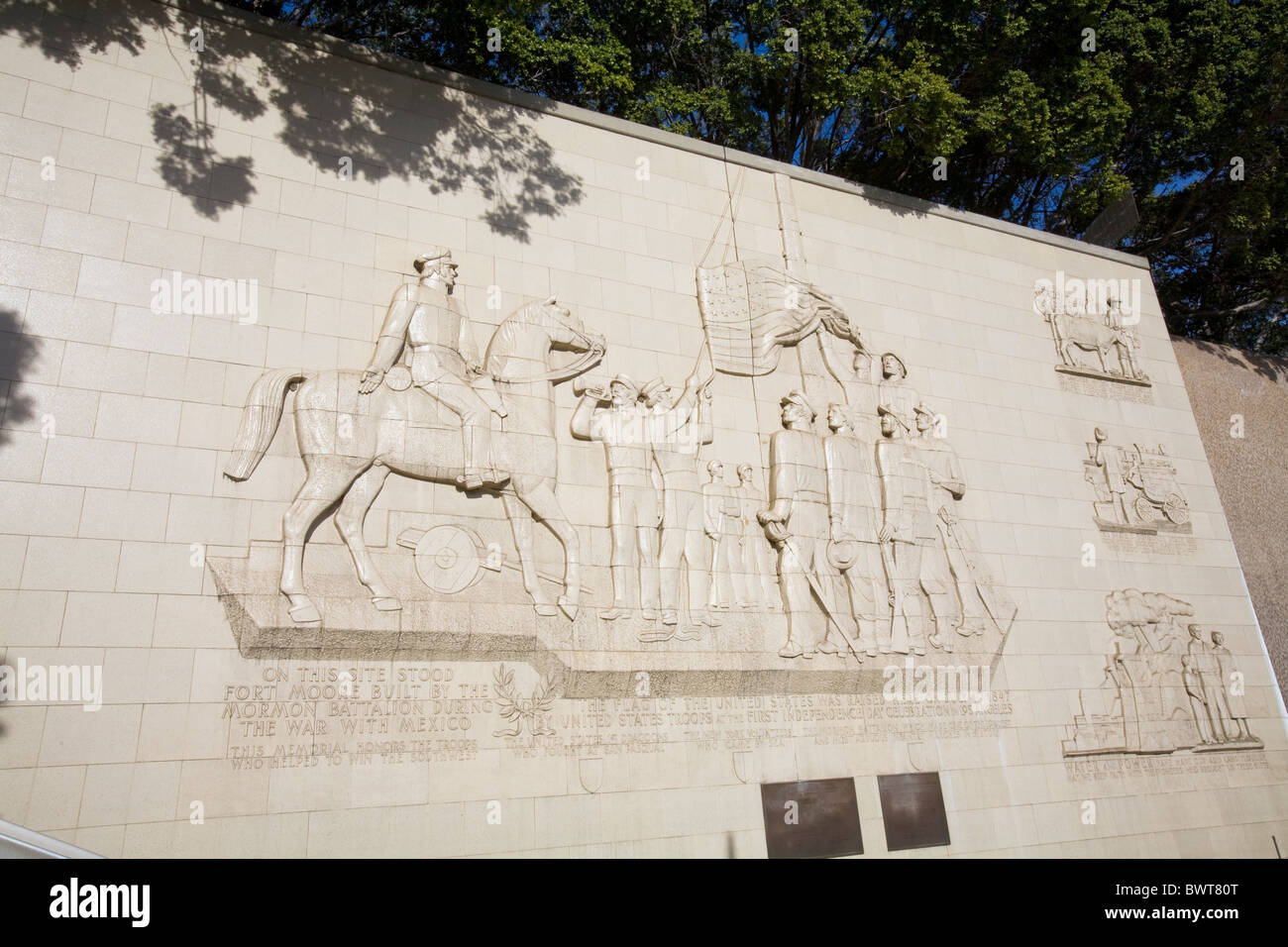 Terra Cotta relief at Fort Moore Pioneer Memorial, Hill Street ...