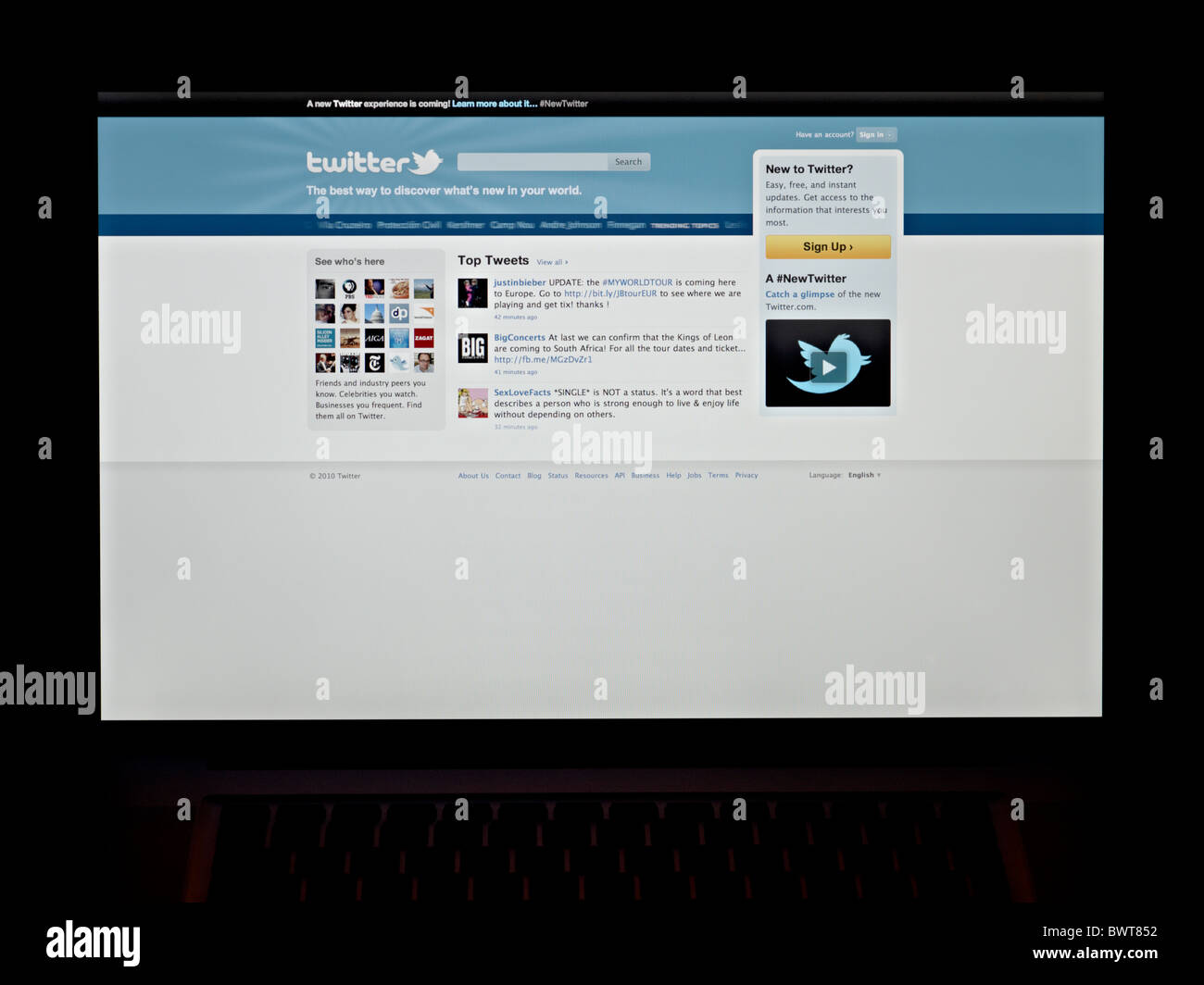 Photograph of the Twitter website on a laptop. FOR EDITORIAL USE ONLY ...