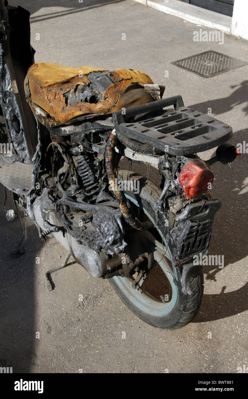 fire destroyed scooter motorbike in arson attack Stock Photo - Alamy