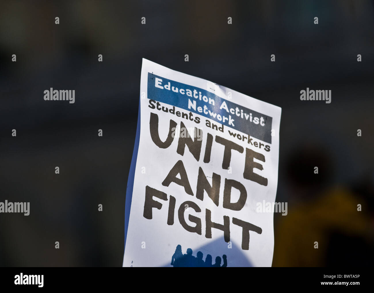 A placard at a demonstration against government plans to raise student ...