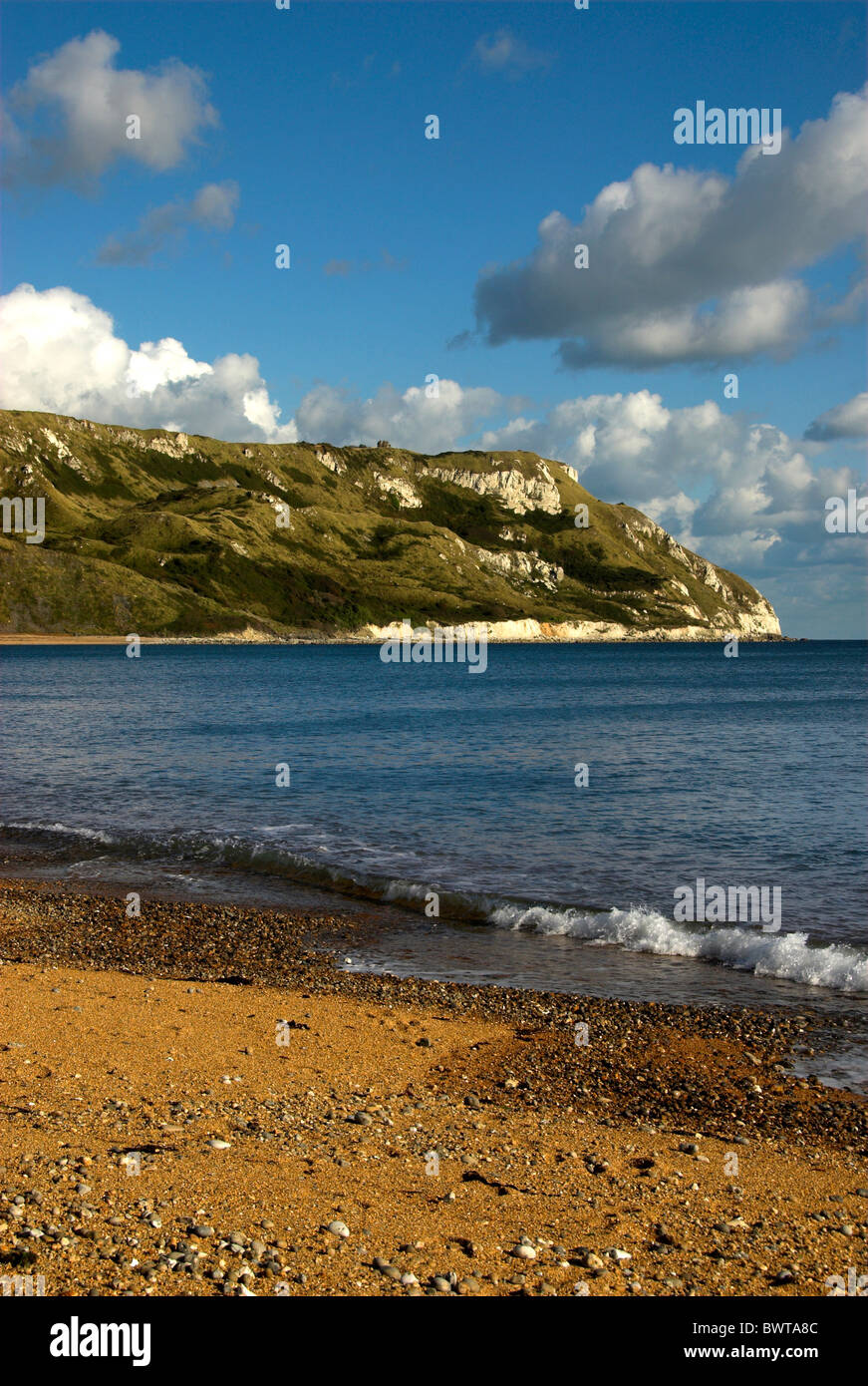 A vertical shot of White Cliff and Ringstead Bay, Dorset, UK October ...