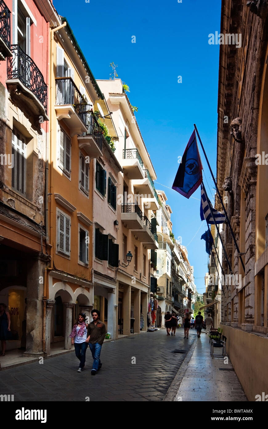 Street scene in Corfu Town, Ionian Islands Greece Stock Photo - Alamy