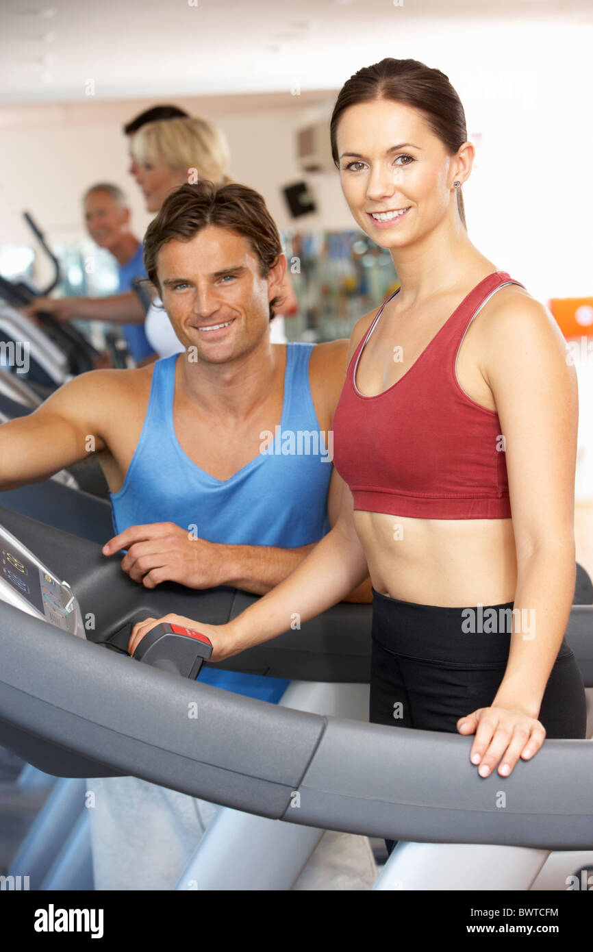 Woman,Personal Trainer, Running Machine,Gym Stock Photo - Alamy