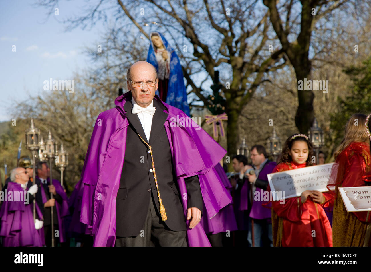 Catholics walk in a procession of the Easter Holy Week, in Guimaraes ...
