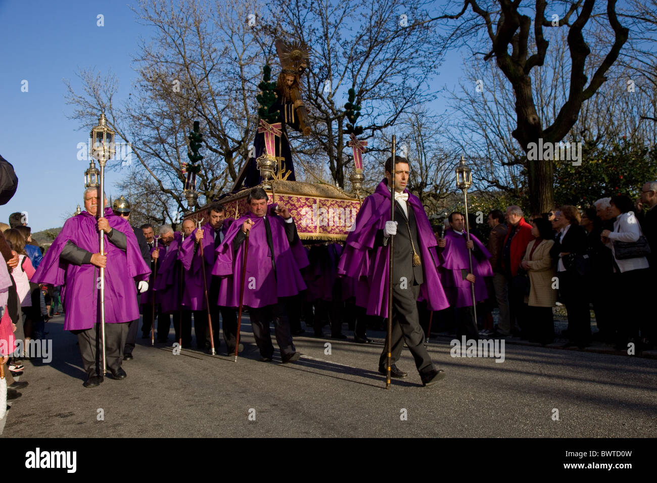Catholics walk in a procession of the Easter Holy Week, in Guimaraes ...