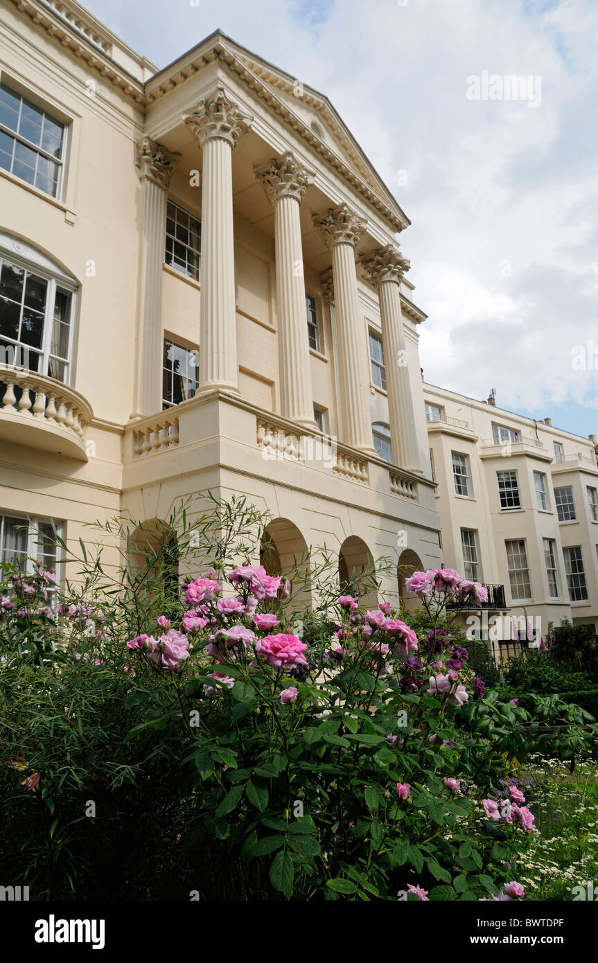 Royal College of Physicians with roses in the forground London England ...