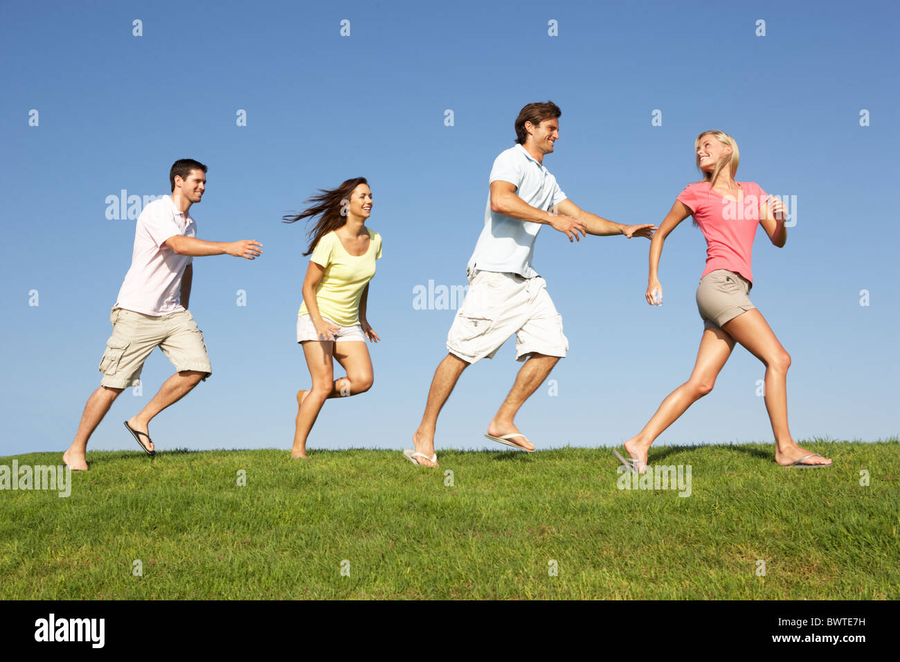 Woman chasing men hi-res stock photography and images - Alamy