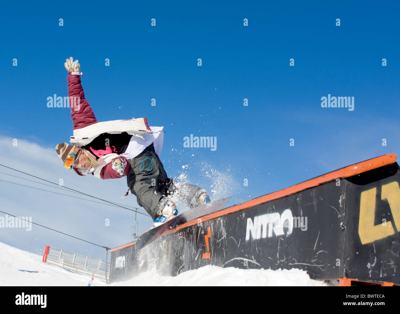 Nitro diving competition, held at the station Pajares, Spain, Asturias ...