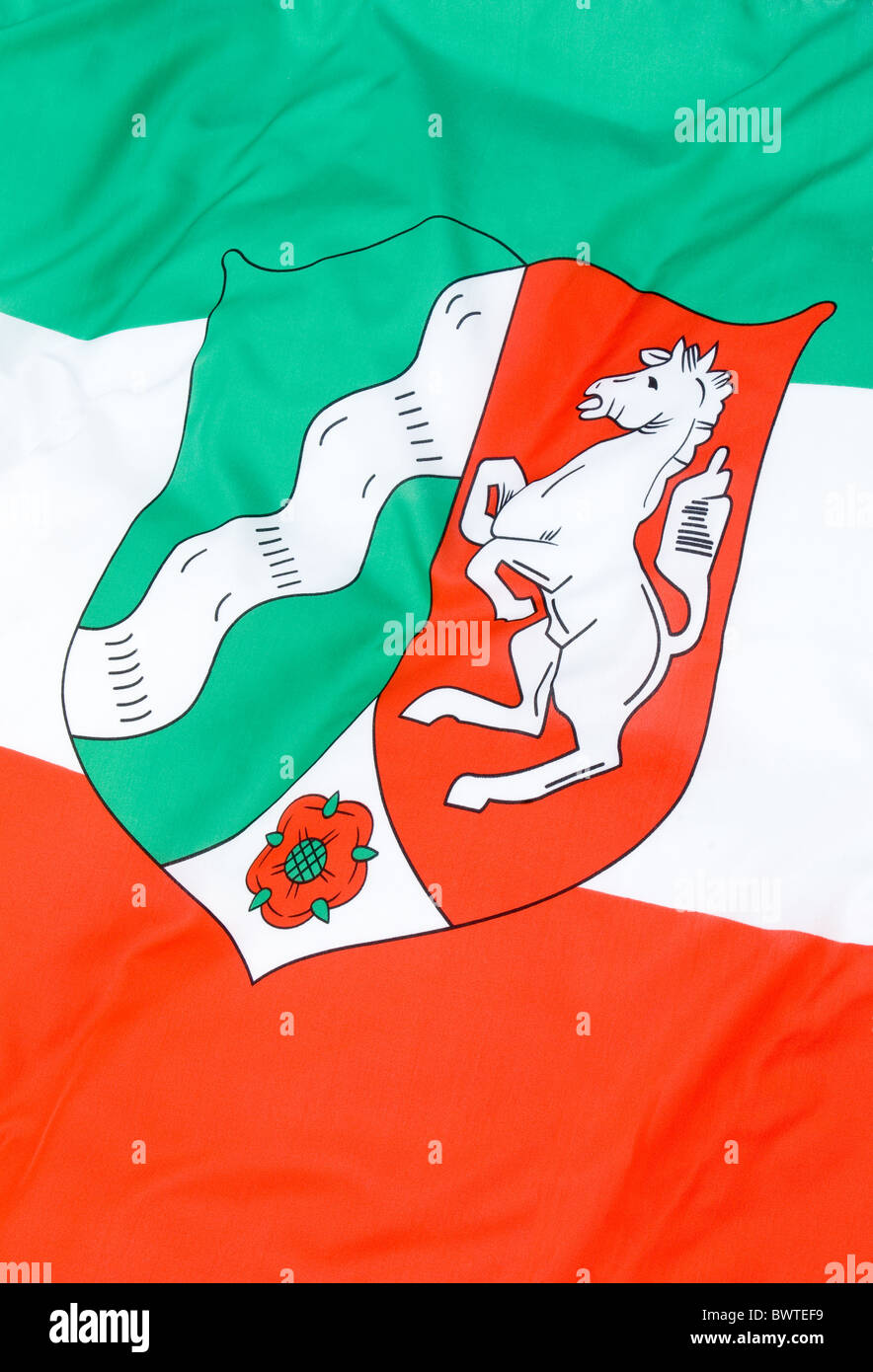 Flag and coat of arms of north rhine westphalia hi-res stock ...