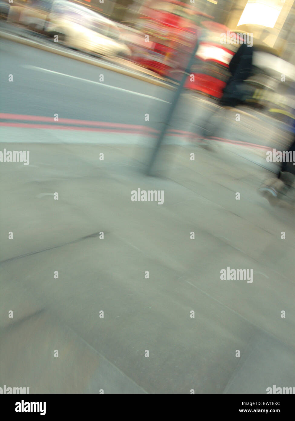 Abstract street scene - London bus and walker time-warped Stock Photo ...