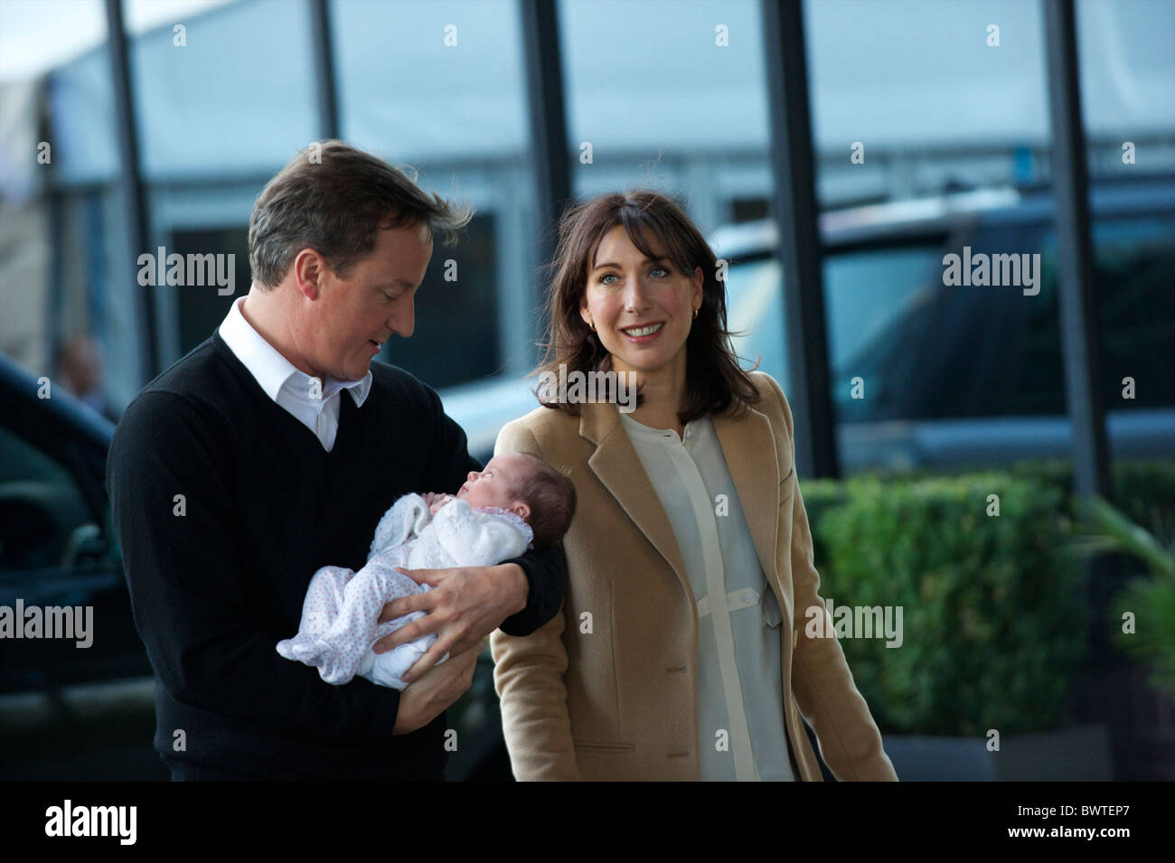 Prime Minister David Cameron, wife, Samantha, and baby daughter ...