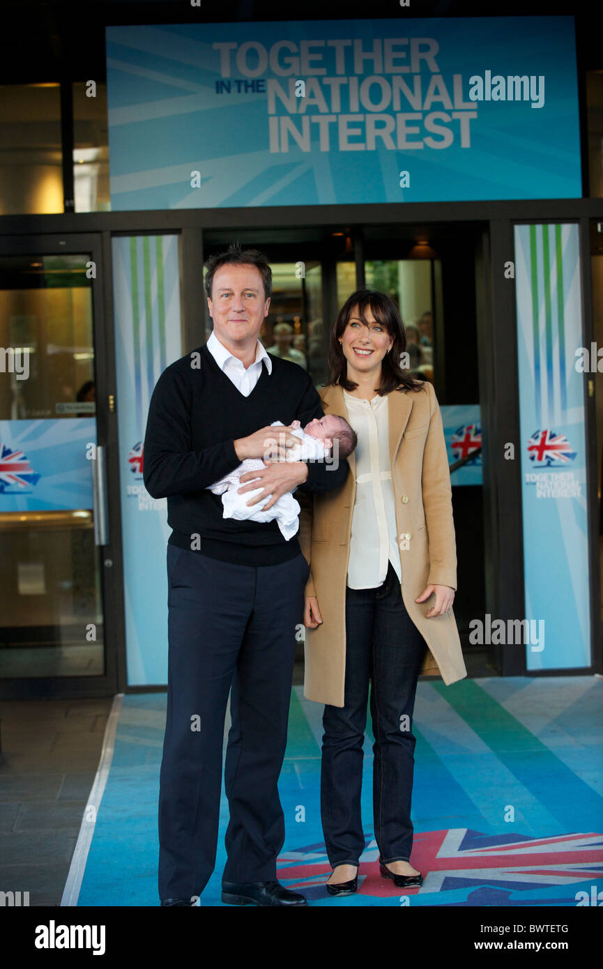 Prime Minister David Cameron, wife, Samantha, and baby daughter ...