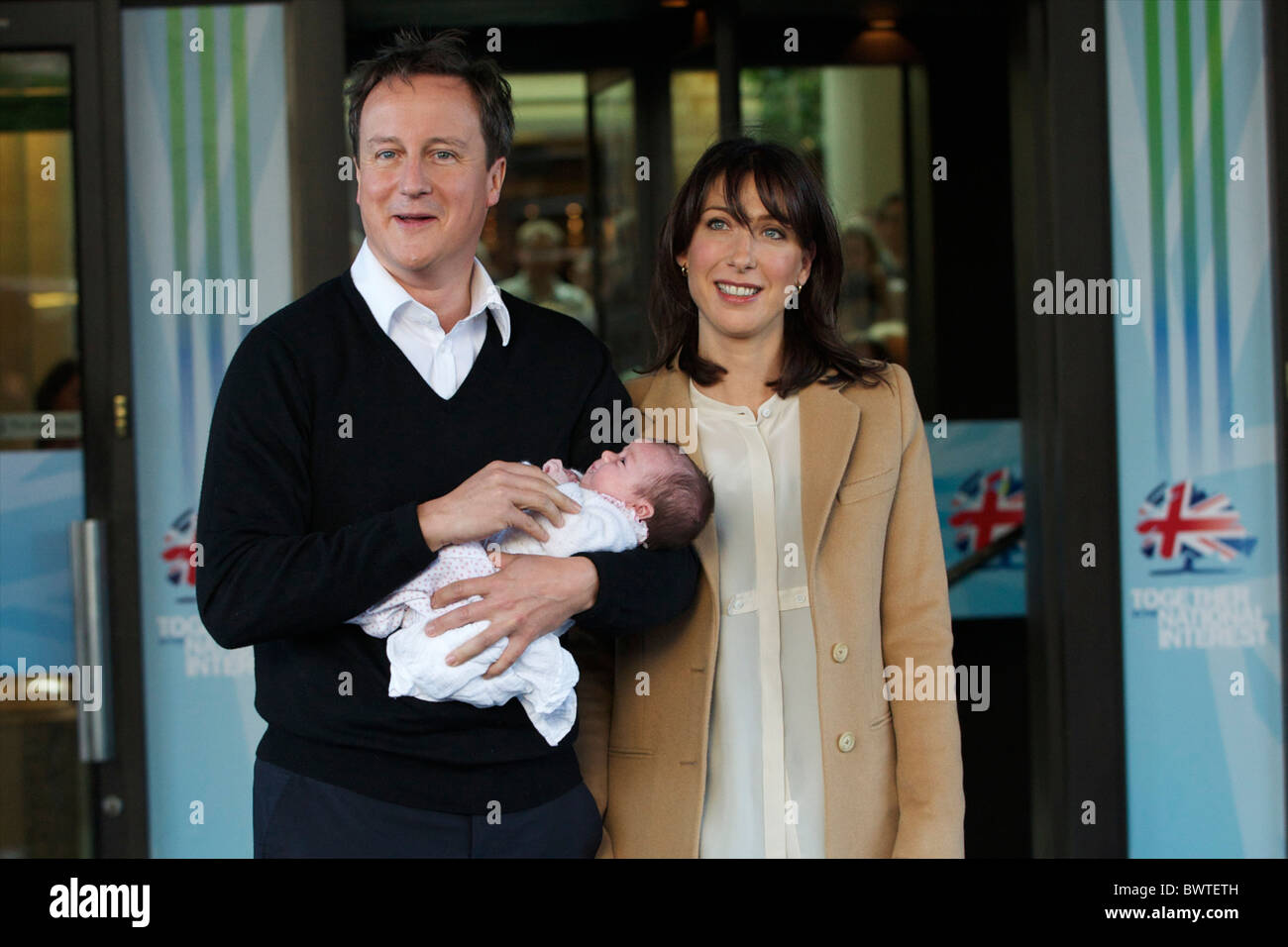 Prime Minister David Cameron, wife, Samantha, and baby daughter ...