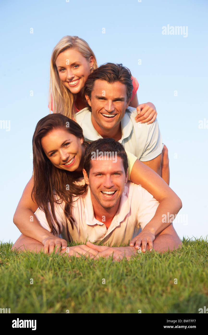 Two young couples blue sky hi-res stock photography and images - Alamy