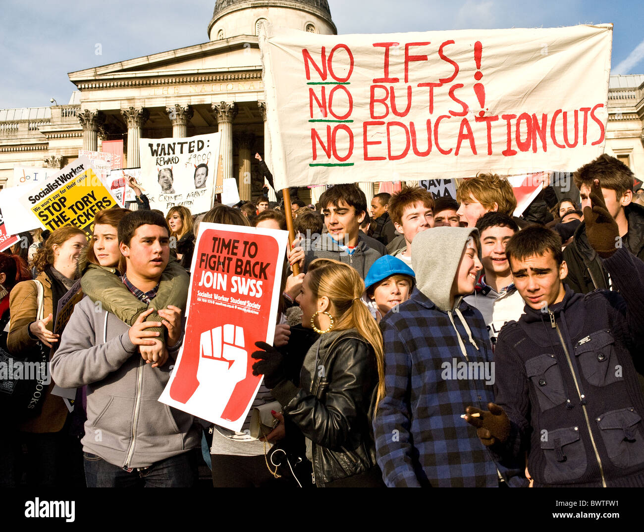 Students protesting against education cuts Stock Photo - Alamy