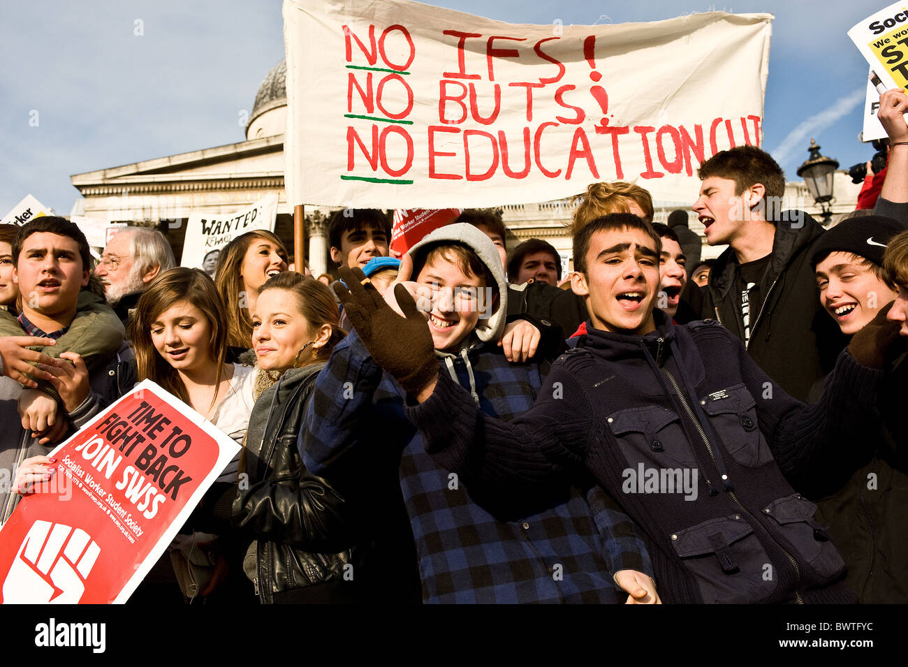 Students demonstrating against university cuts Stock Photo - Alamy