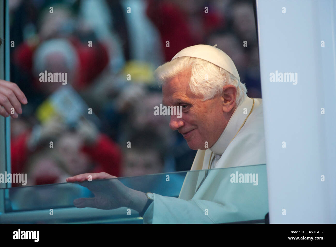 Pope Benedict XVI arrives at Hyde Park, London for a prayer vigil of ...