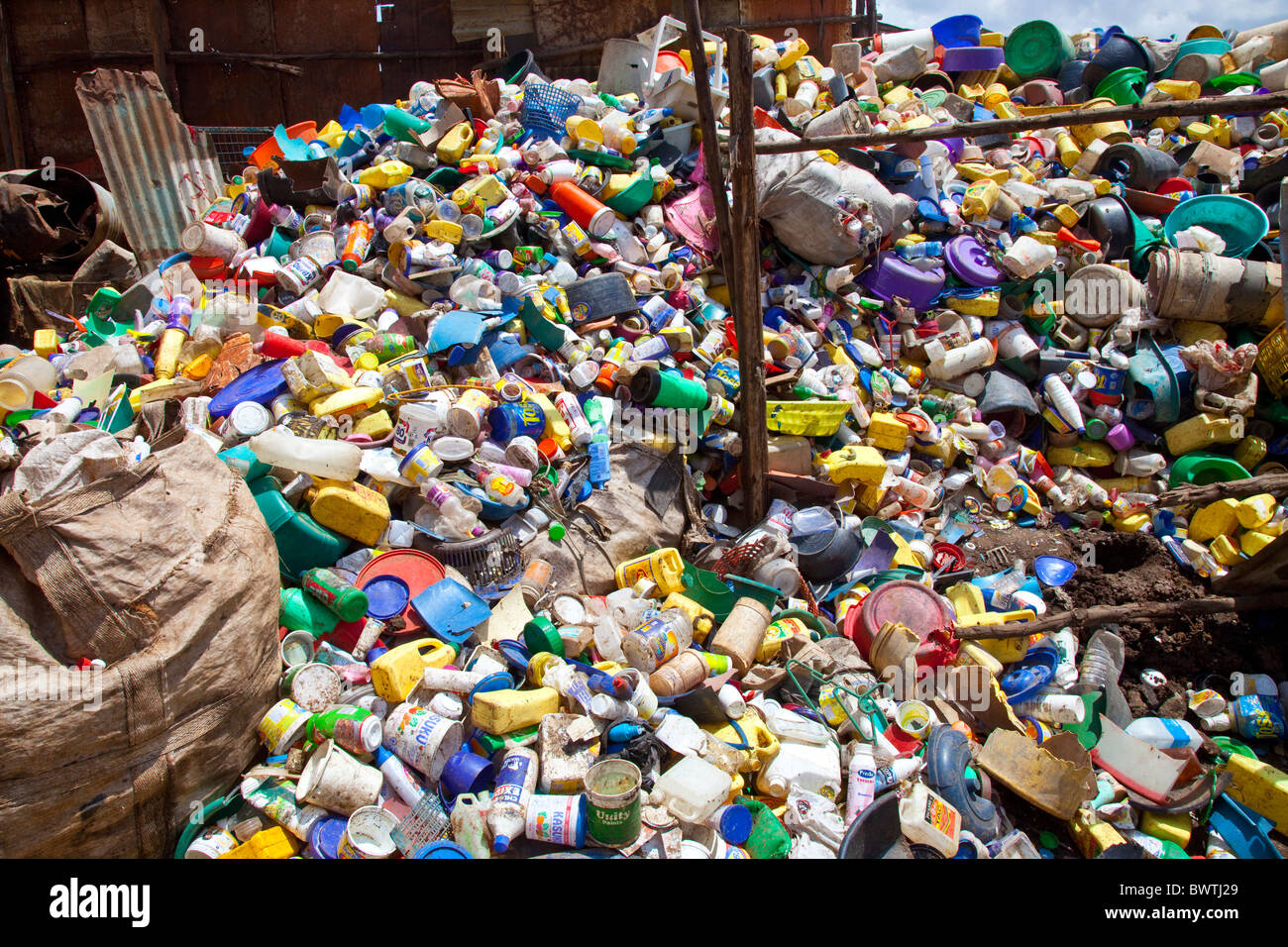 Plastic at a recylcing center, Nairobi, Kenya Stock Photo - Alamy