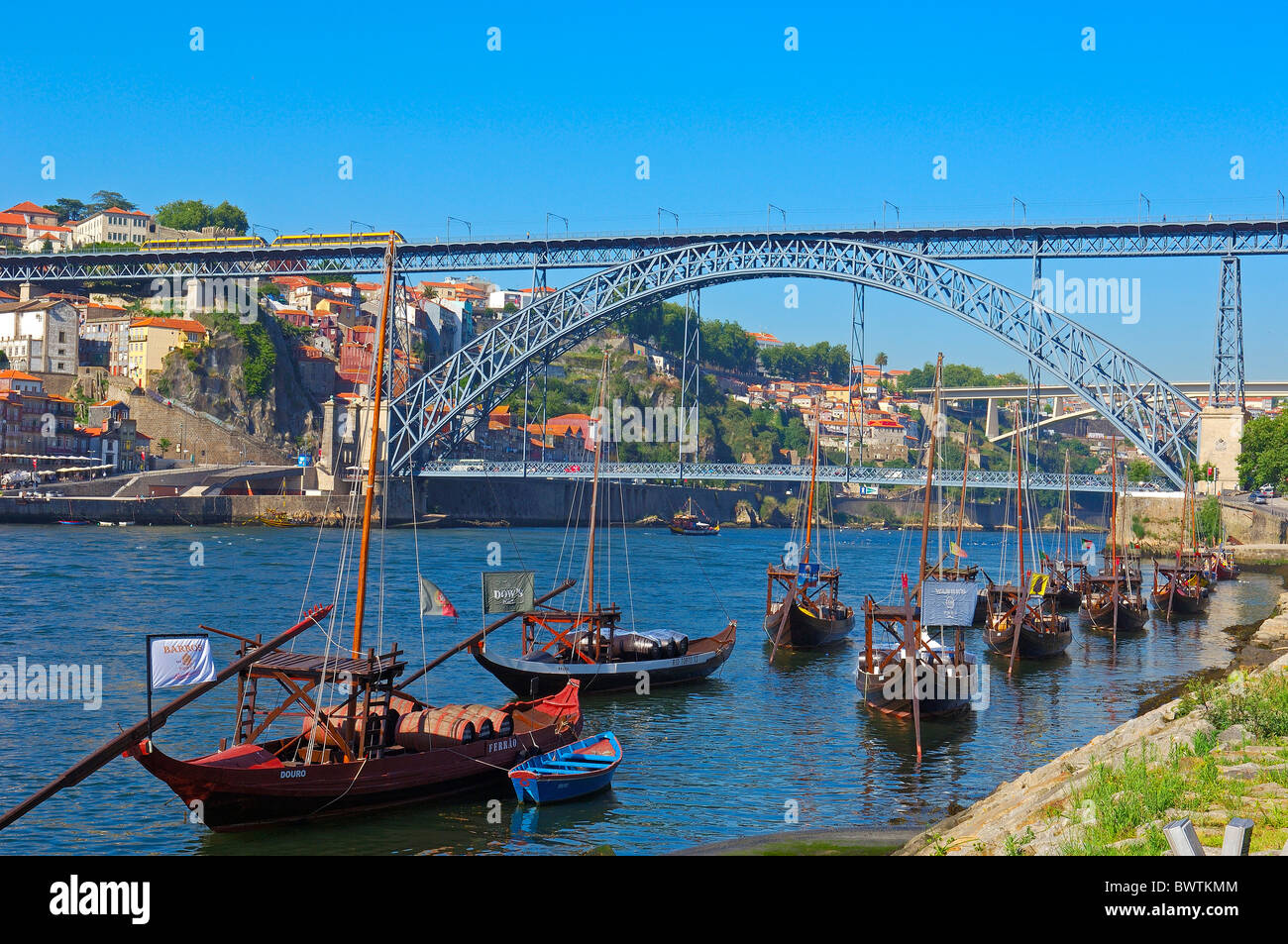 Porto, "Oporto", Ponte de Dom Luis I Bridge, Ribeira district, UNESCO ...