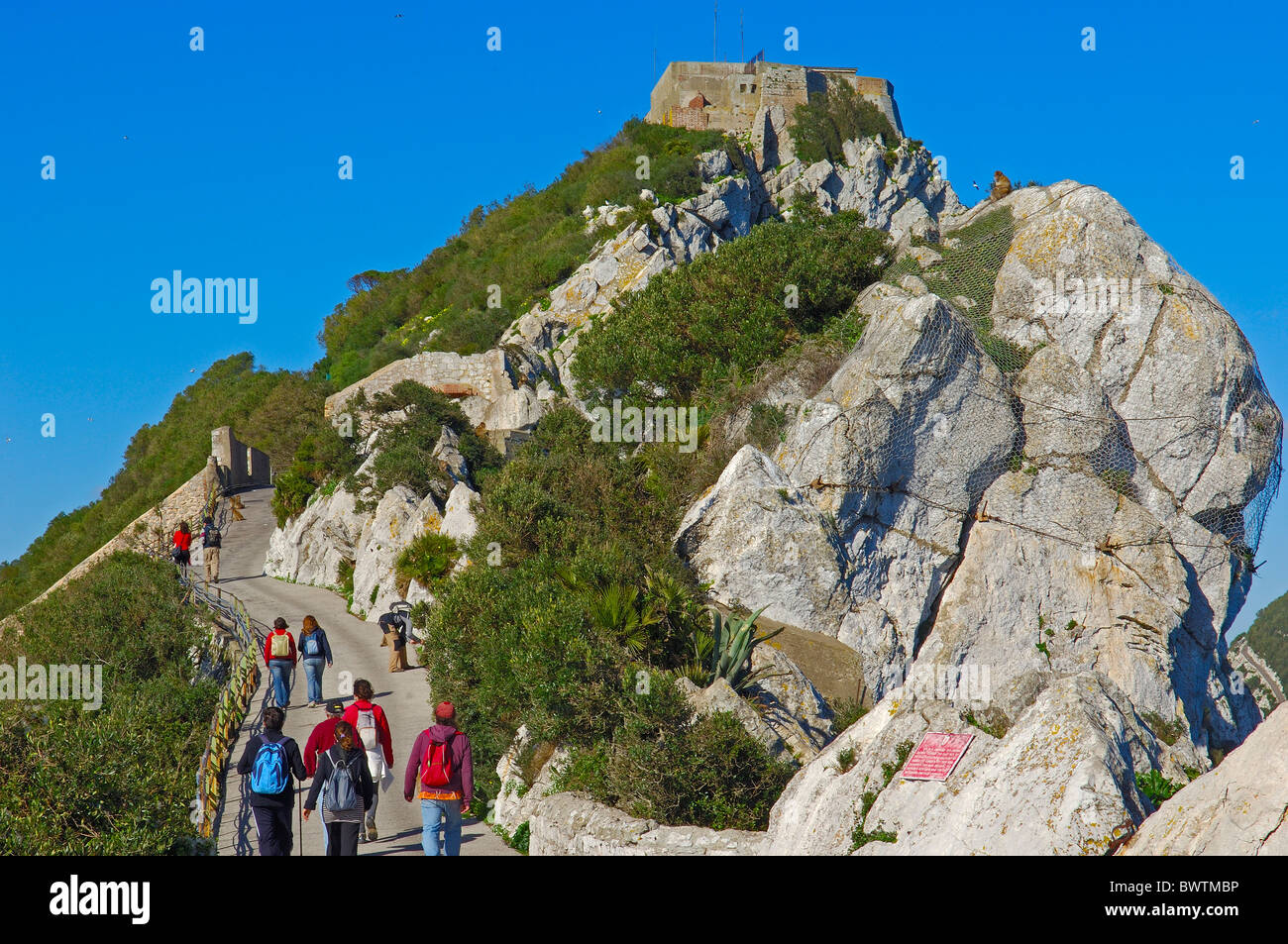 Gibraltar, People walking to the top Of The Rock . U.K Stock Photo - Alamy