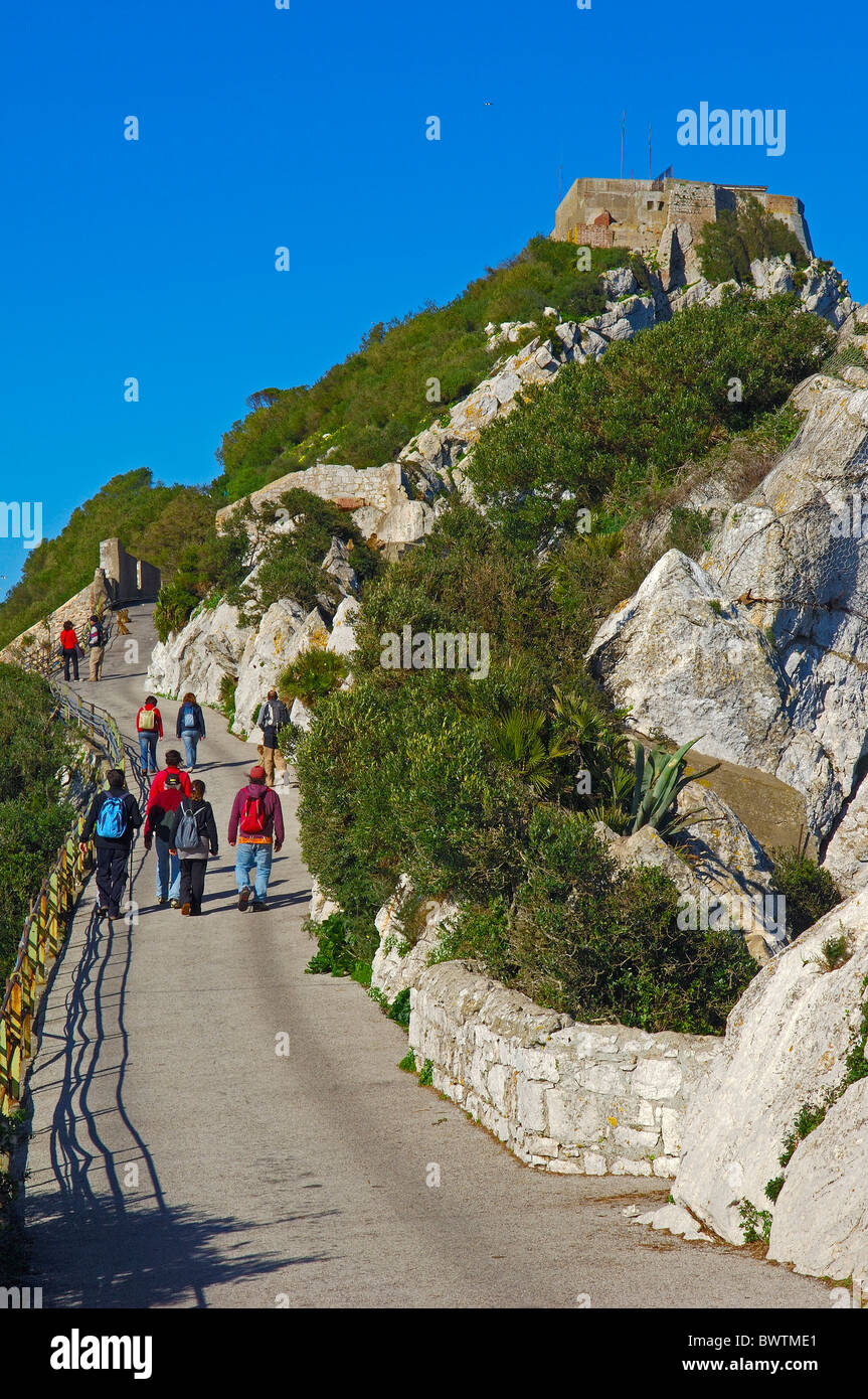 Gibraltar, People walking to the top Of The Rock . U.K Stock Photo - Alamy