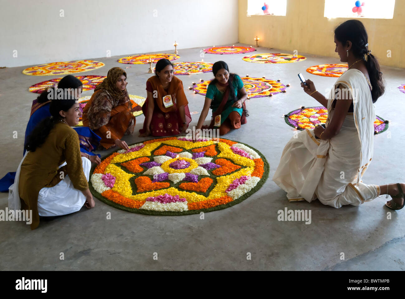 Flower decoration for onam festival, Kerala. India Stock Photo - Alamy
