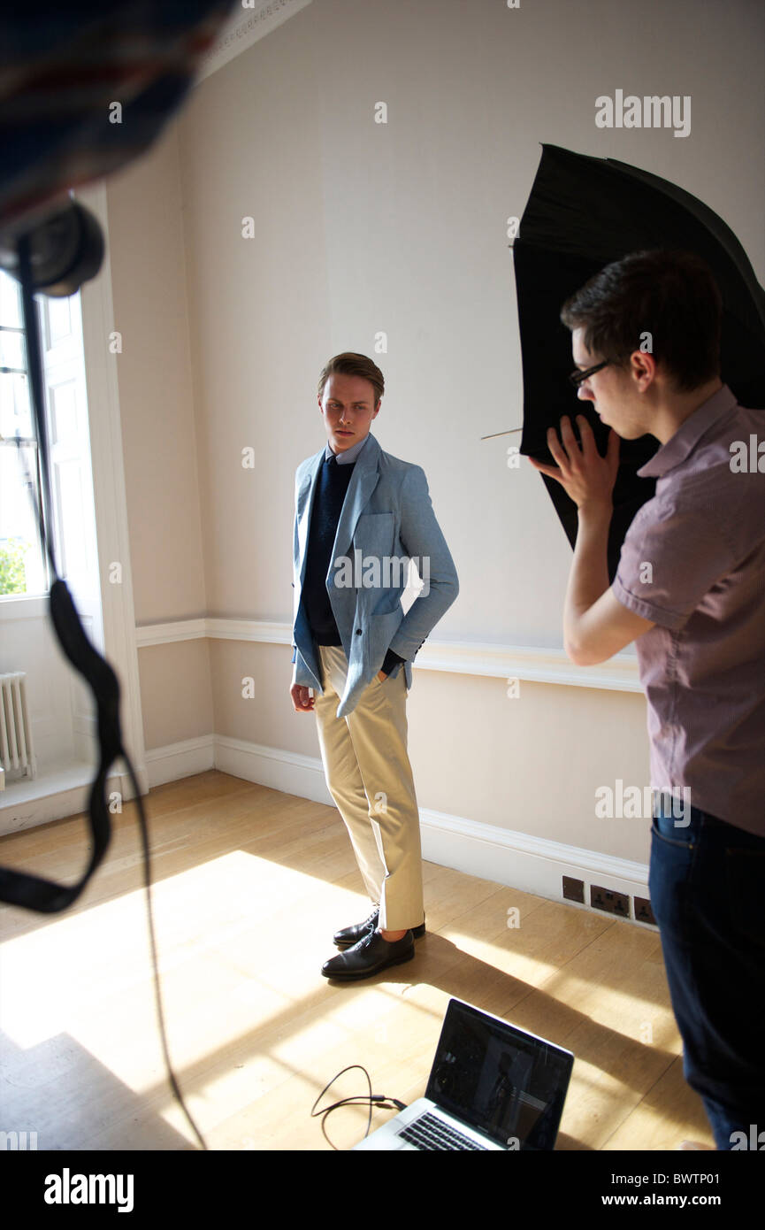 A model poses for a portrait backstage before showing the spring 2011 E ...